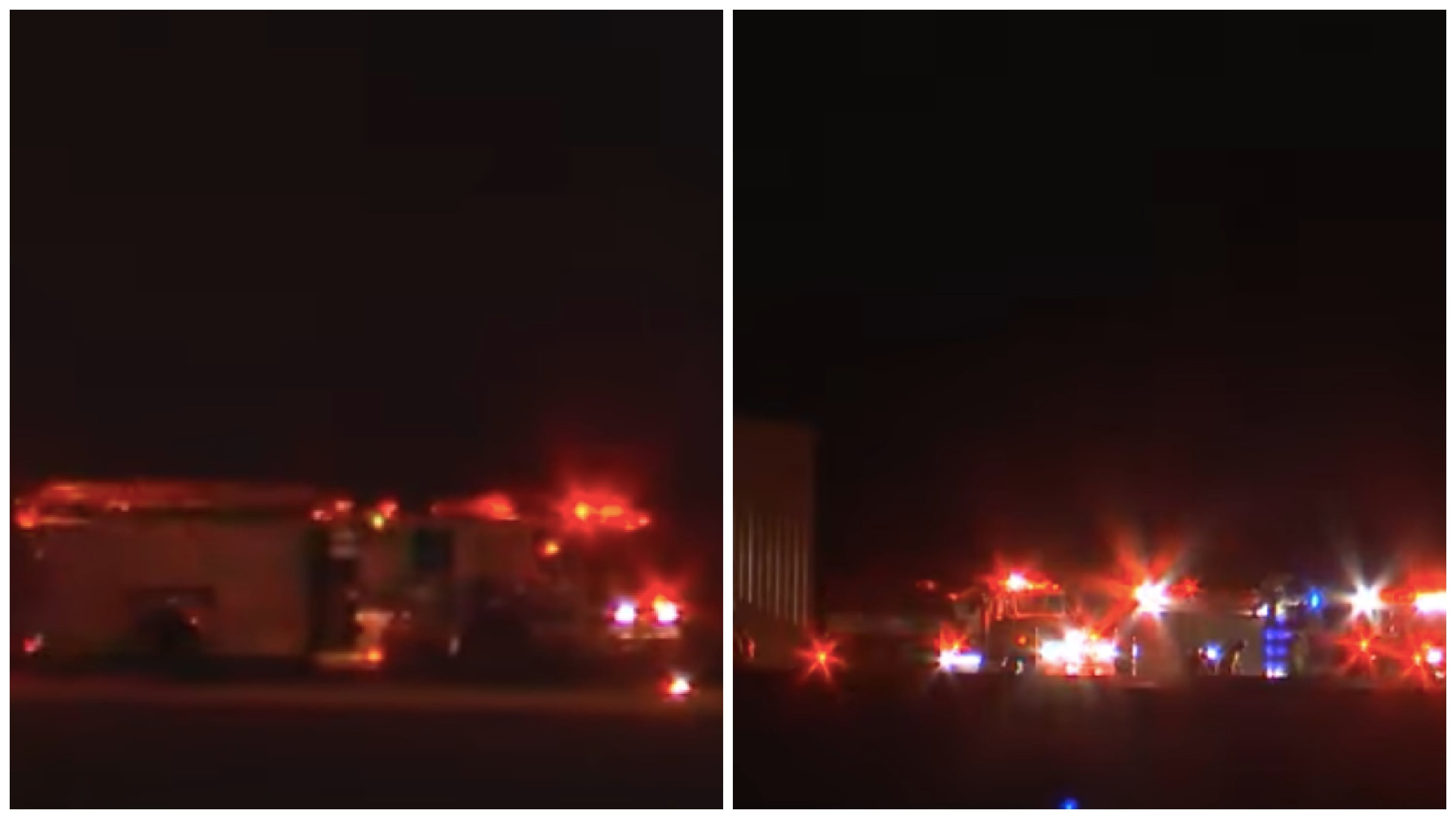 Delta jet engine bursts into flames on takeoff and sparks airport fire