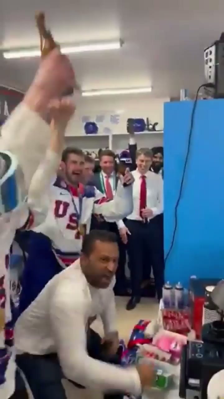 Kash Patel downs beers with victorious USA hockey team