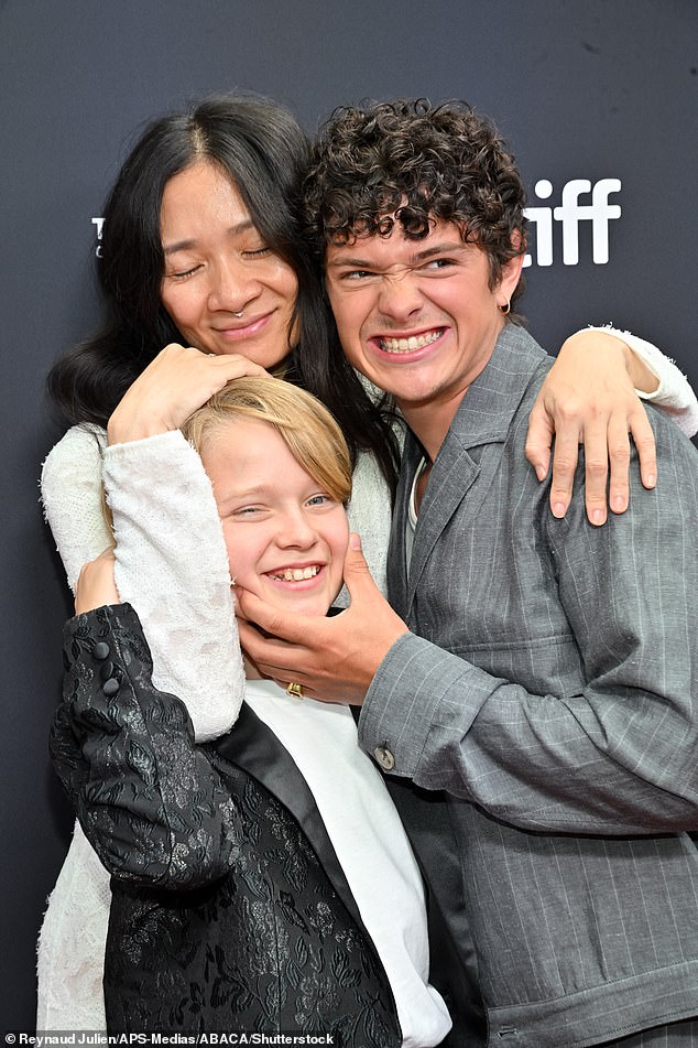Corrie star Katy Cavanagh poses with her Hollywood star sons Noah and ...