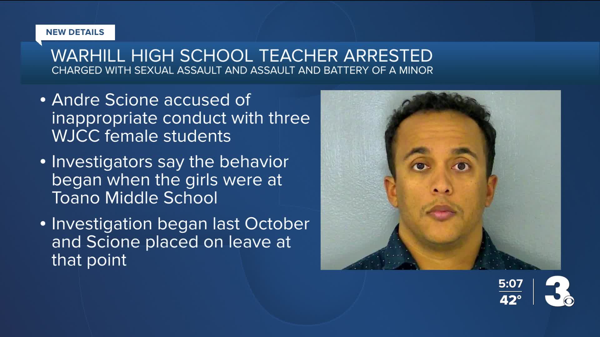 Warhill High teacher charged with sexual assault involving three female ...