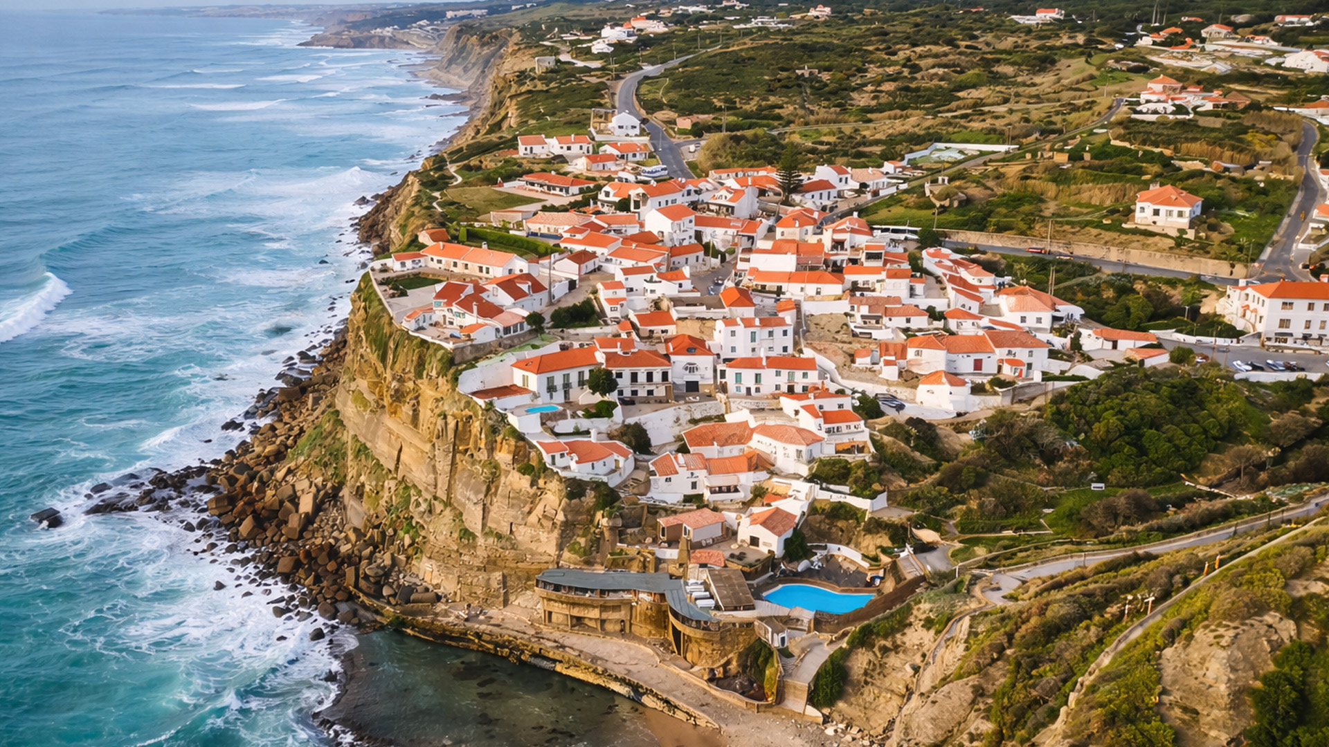 A village built on a breaking cliff