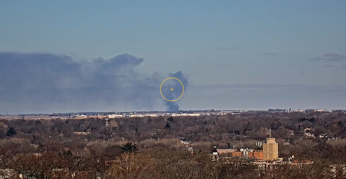 Clinton County house fire seen from QCA skyline