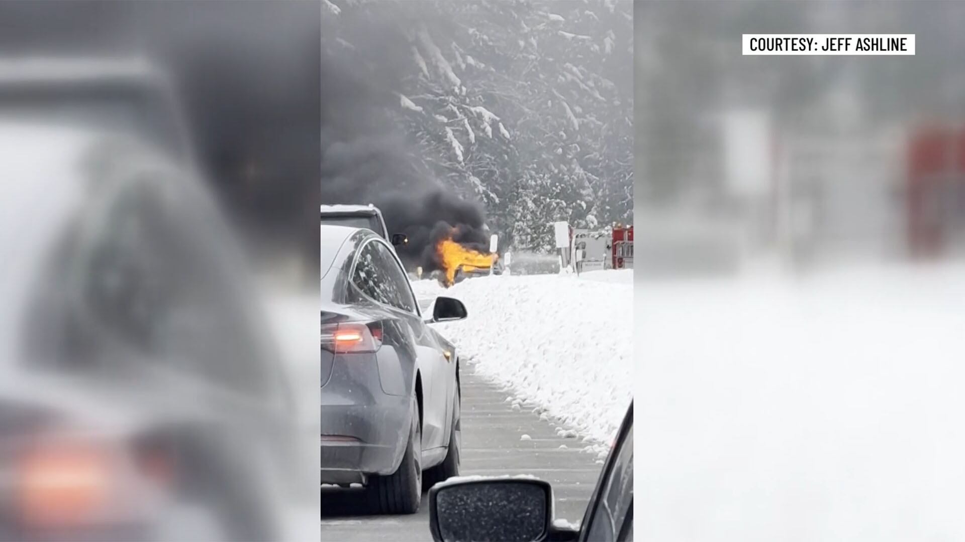 EV fire snarls traffic on Interstate 87 near North Hudson