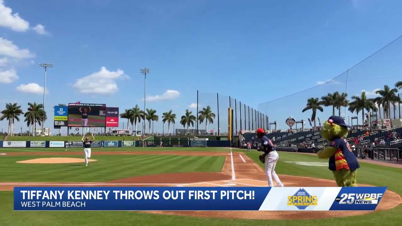 Tiffany Kenney throws out first pitch at CACTI Park of the Palm Beaches