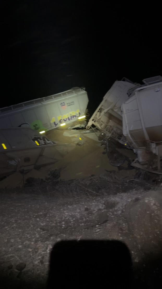 Train hauling grain derails in Wellington; 25 cars off the tracks