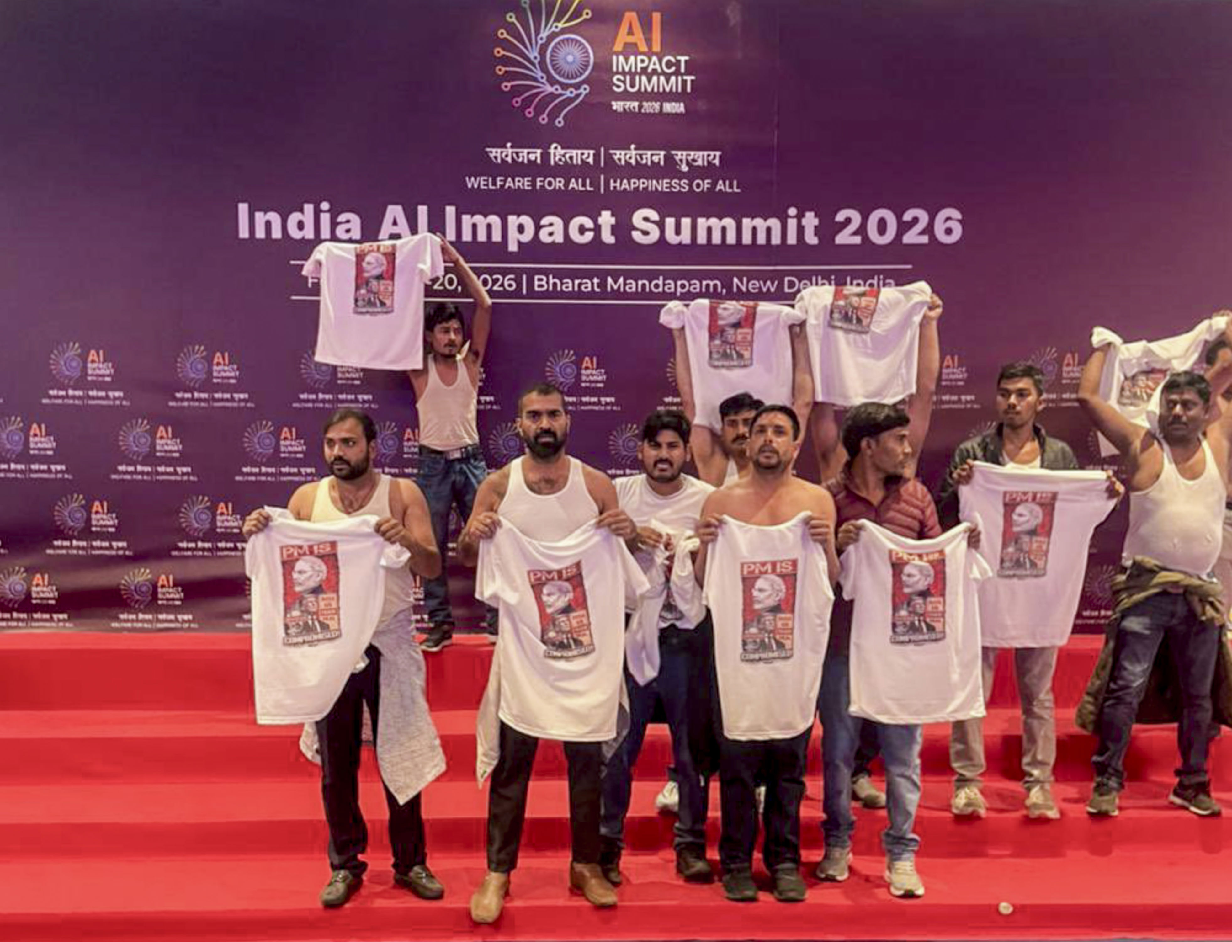 Shirtless protest at AI Summit: IYC chief Uday Chib held, tight ...