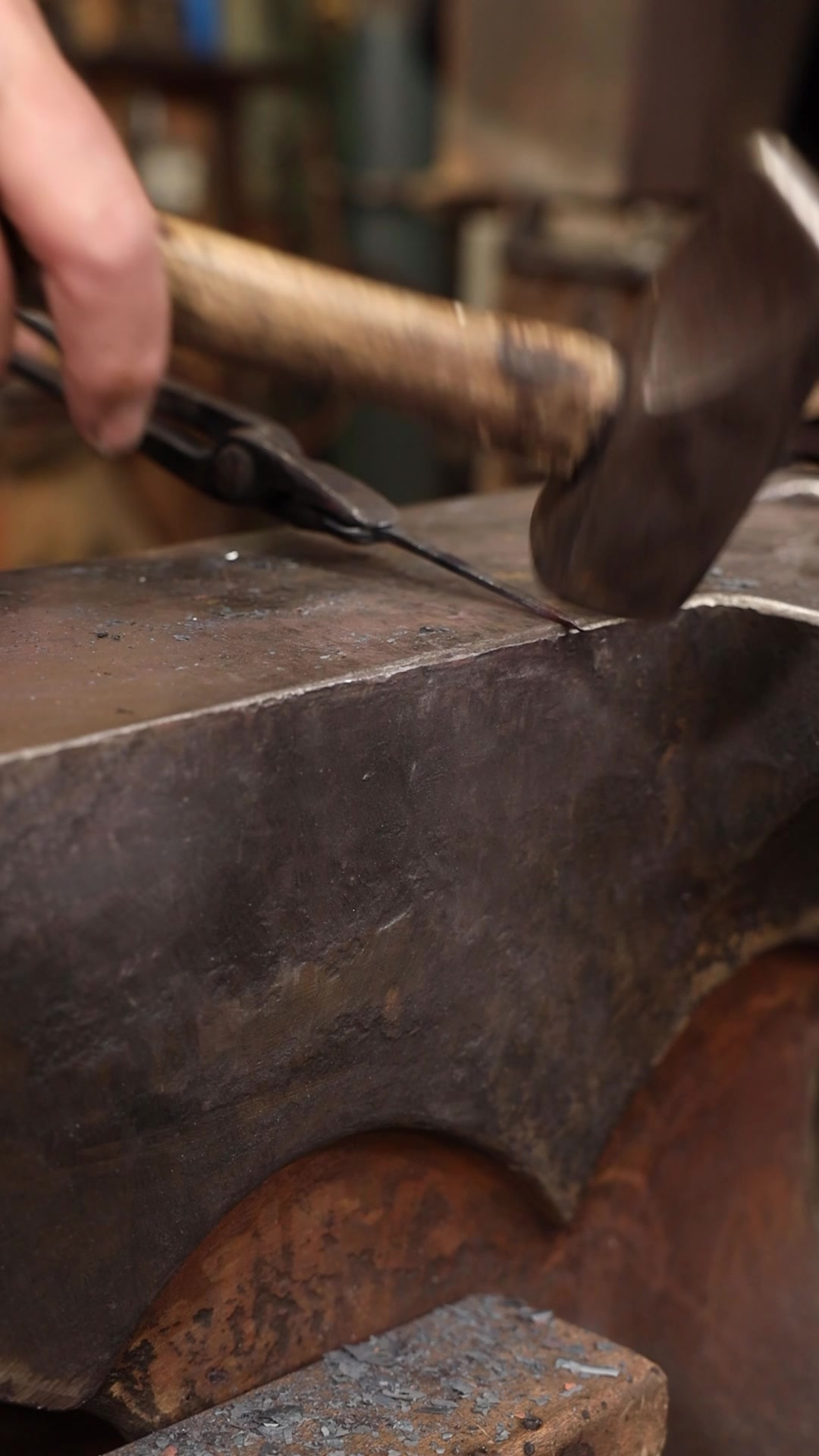 Forging a horseshoe nail hook