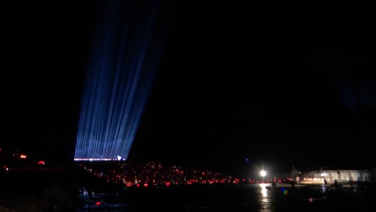 Beams of light honor Ukraine’s fallen defenders in Lviv on the ...