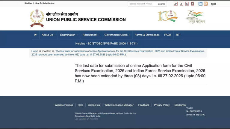 UPSC extends CSE 2026 deadline after portal issues; applications now ...
