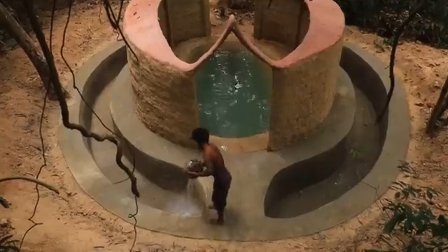 Long hours shaping the fish pond, and the water pressure nearly broke ...