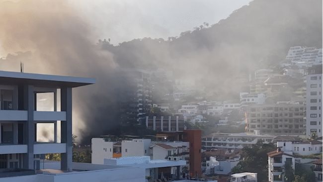 Drone shows fires raging as cartel violence hits Puerto Vallarta