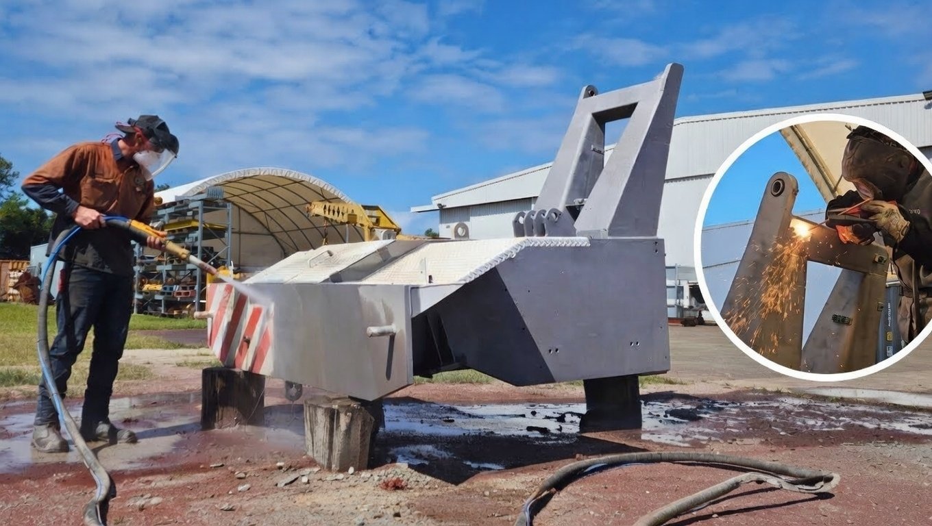 Franna front end gouging & priming