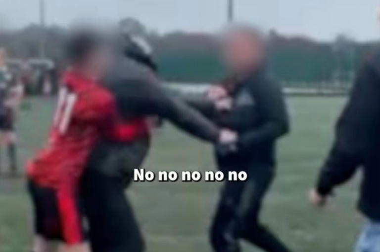 Video shows adults brawl at kid's football match as onlookers beg them ...