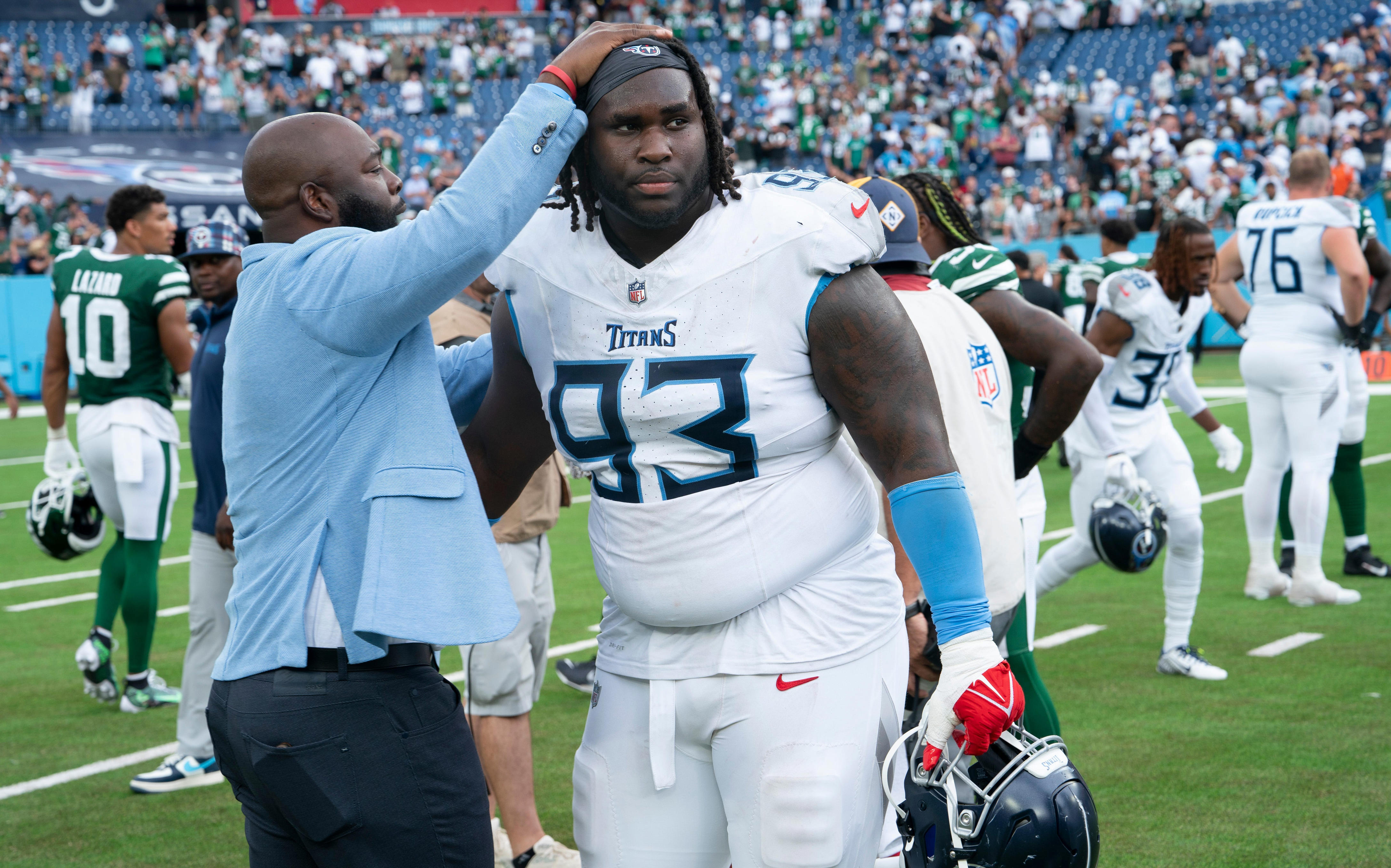 Titans' Robert Saleh talks T'Vondre Sweat's system fit at combine