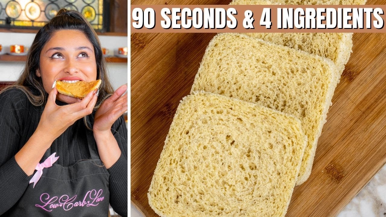I made a 4 ingredient bread in 90 seconds! Two carb keto bread recipe!