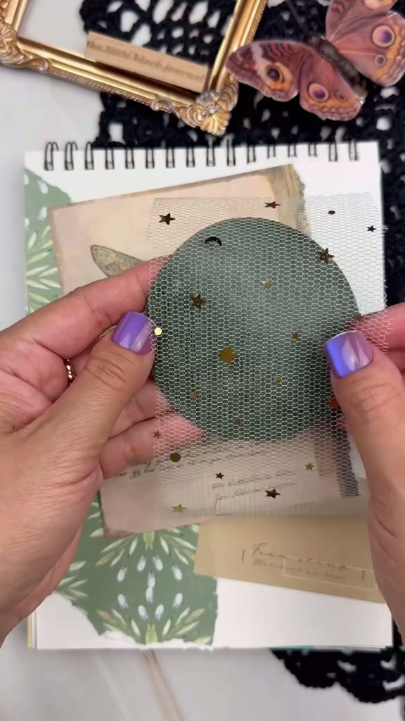 Relaxing ASMR junk journal spread from random scrap paper