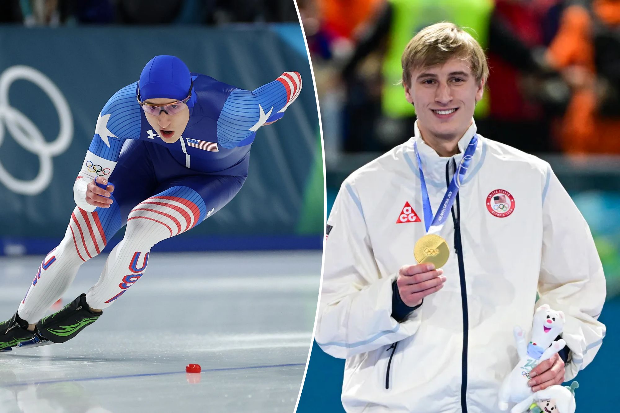 US speed skating phenom Jordan Stolz sets Olympic record to win gold in ...