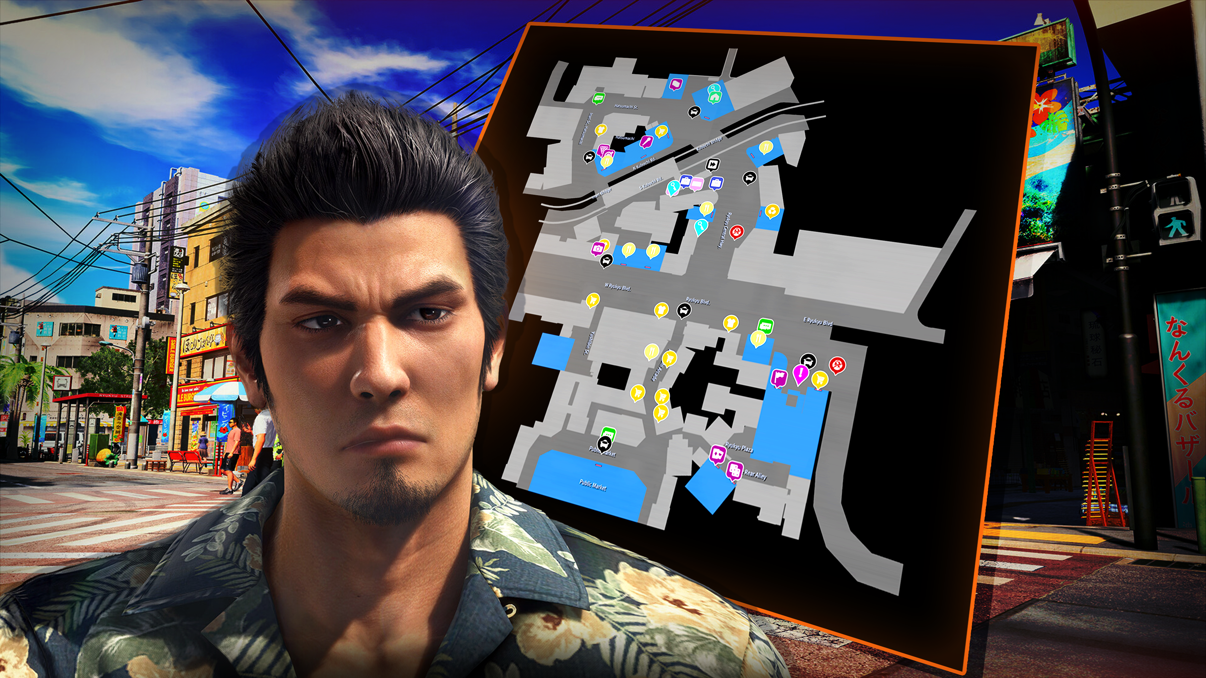 Ryukyu interactive map - Yakuza Kiwami 3