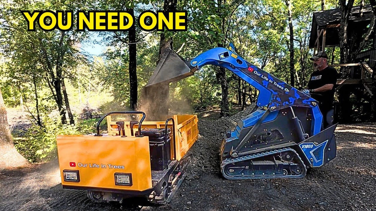 Mini construction equipment took on an entire driveway build