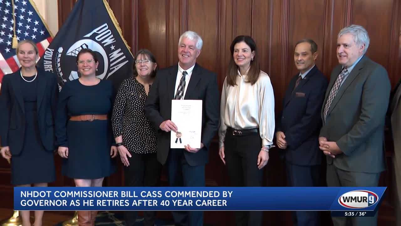 Gov. Kelly Ayotte honors NHDOT Commissioner Bill Cass as he retires