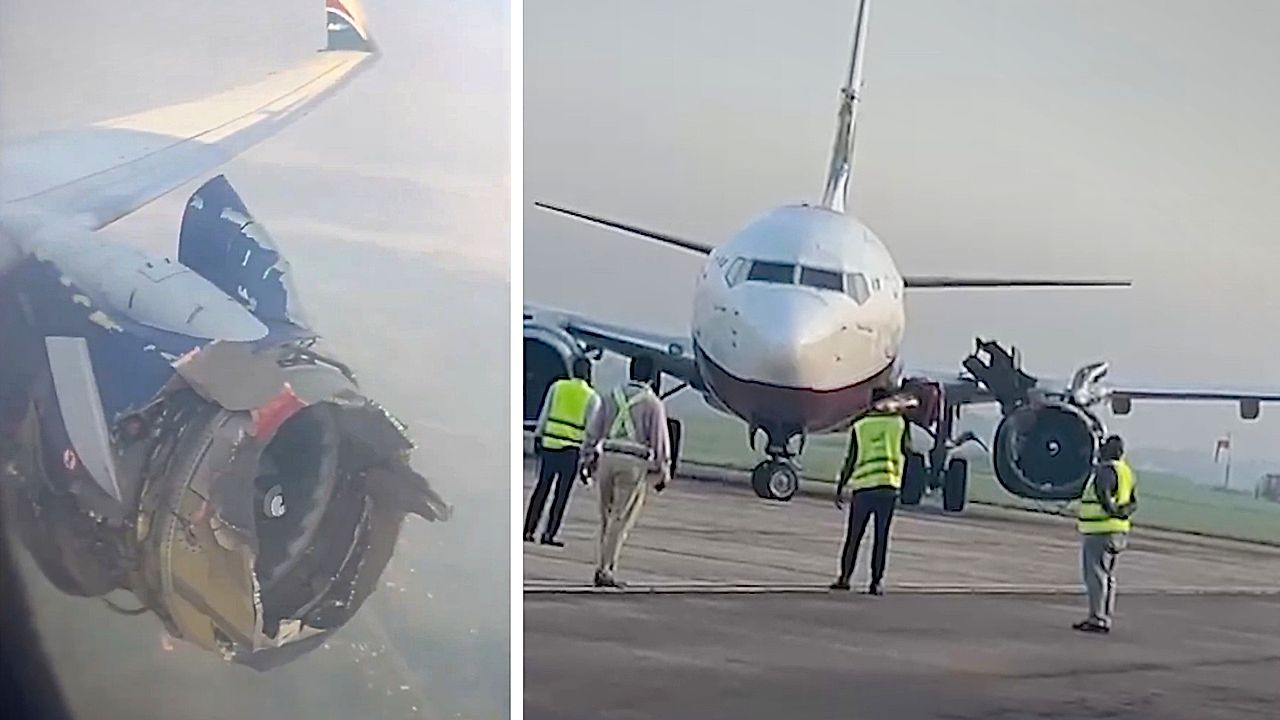 Boeing 737 lands in Nigeria with engine ripped open after mid-air explosion