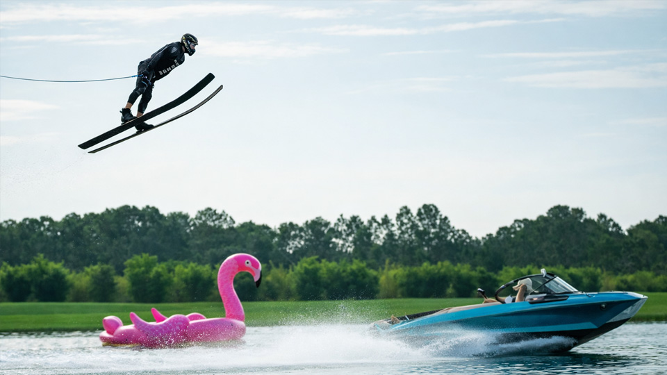 Flying 250 feet on water skis at 70 mph