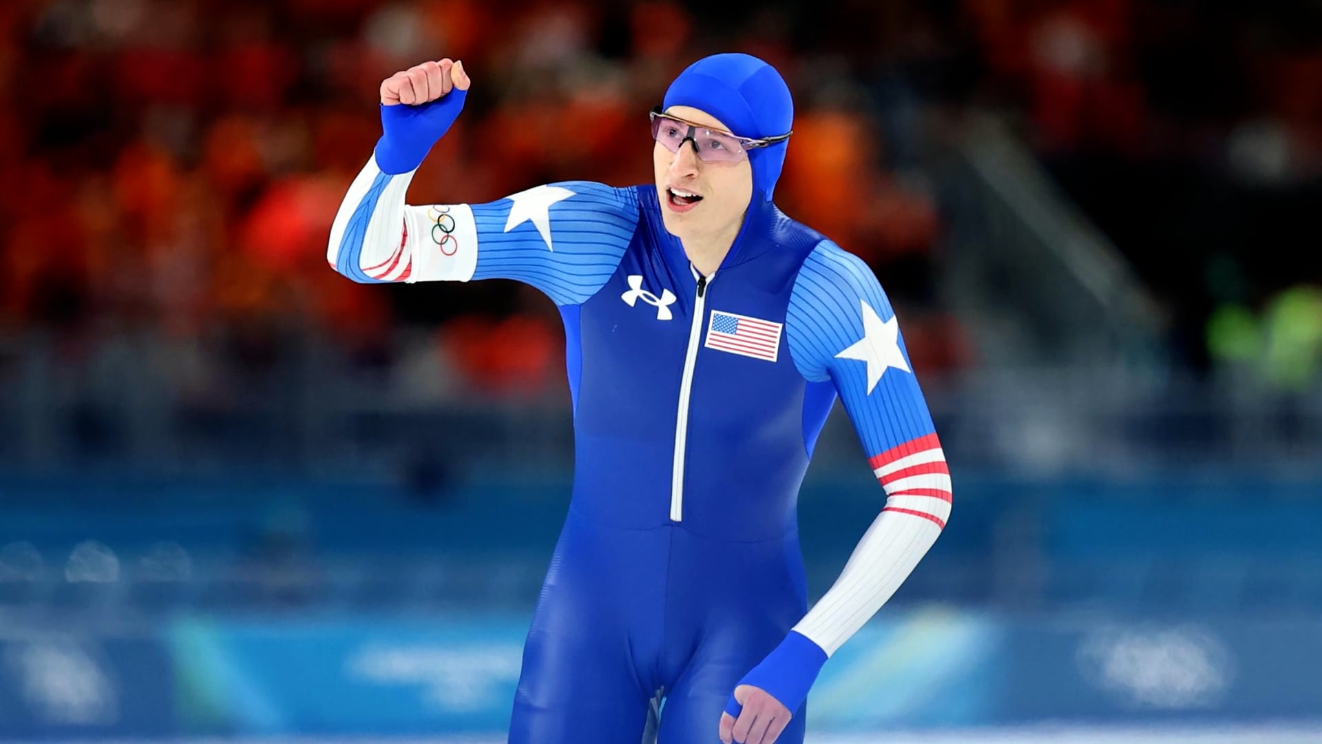 US' Stolz sets Olympic record in 1,000m speedskating