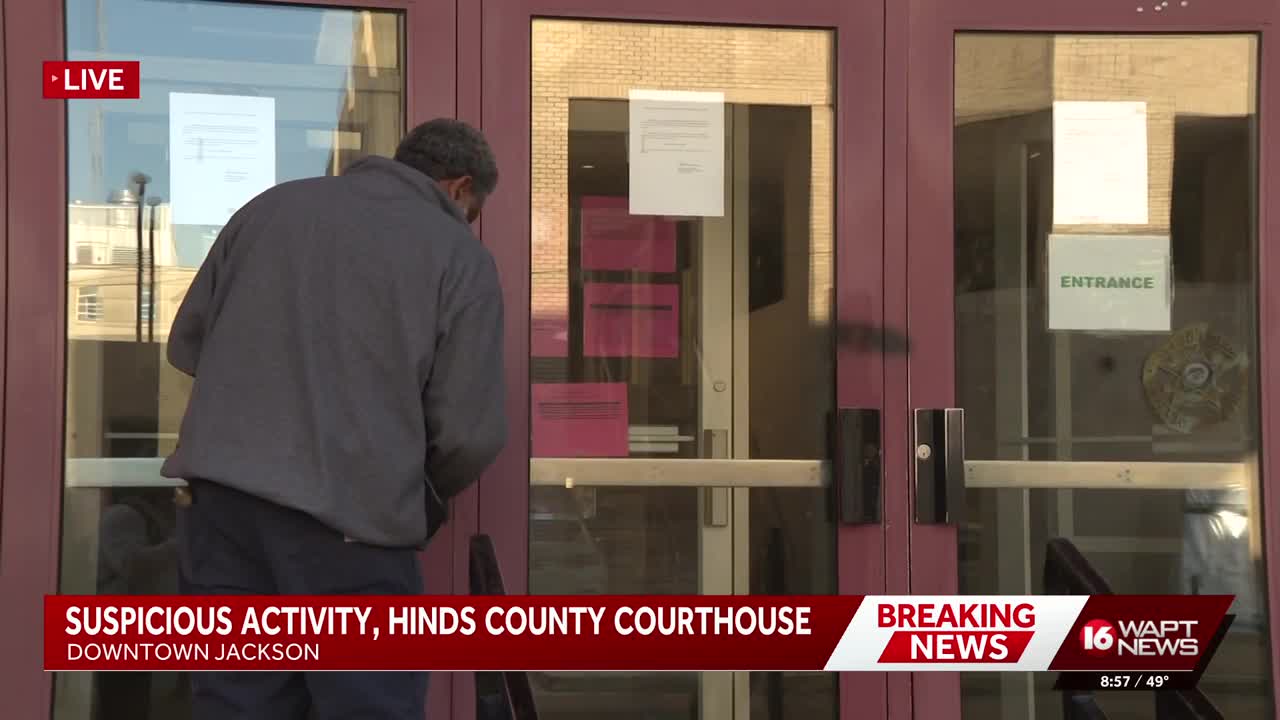 Breaking update: Message spray painted on Hinds County Courthouse door