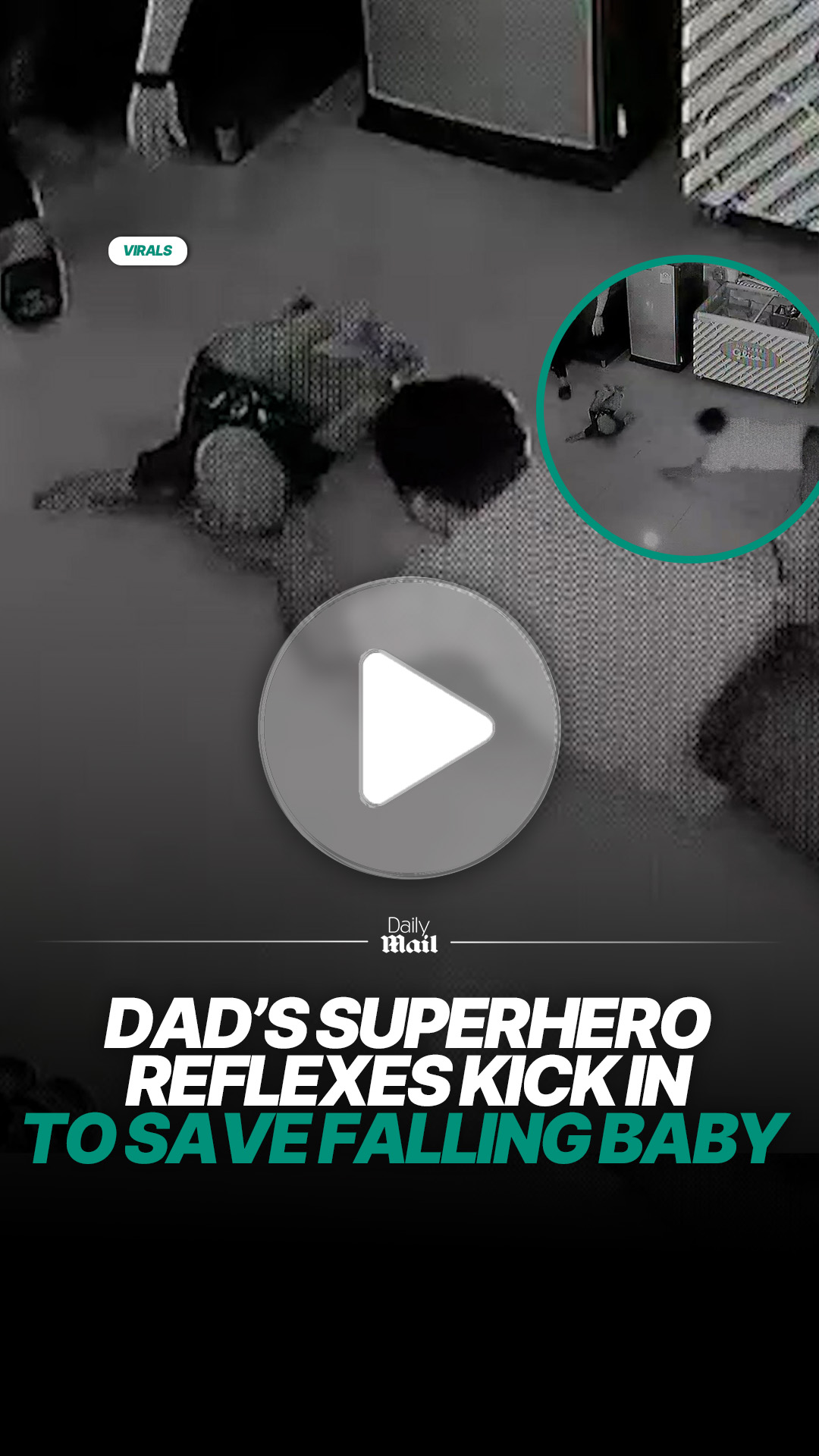 Dad’s superhero reflexes kick in to save falling baby