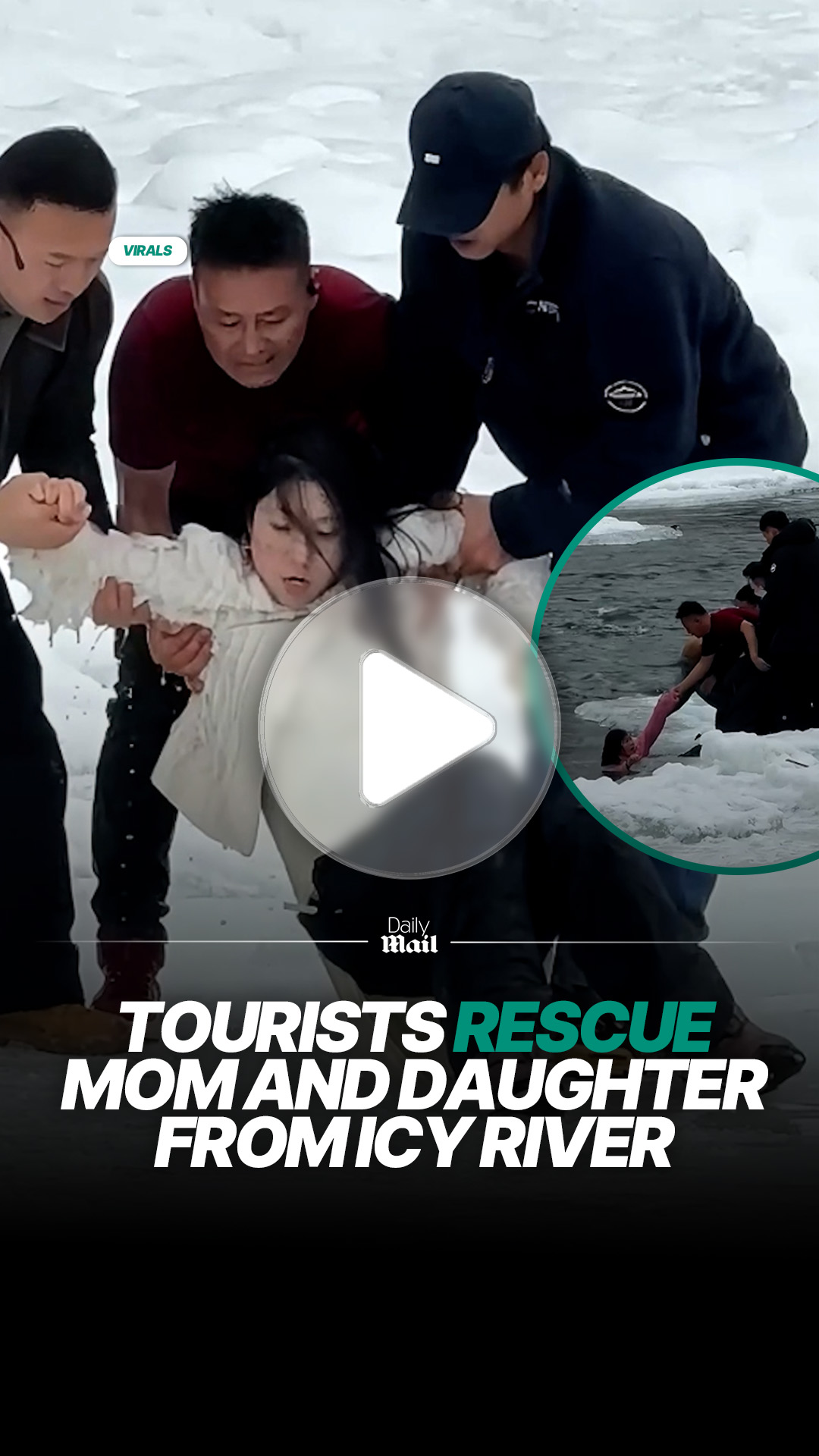 Heroic tourists rescue mom and daughter from icy river