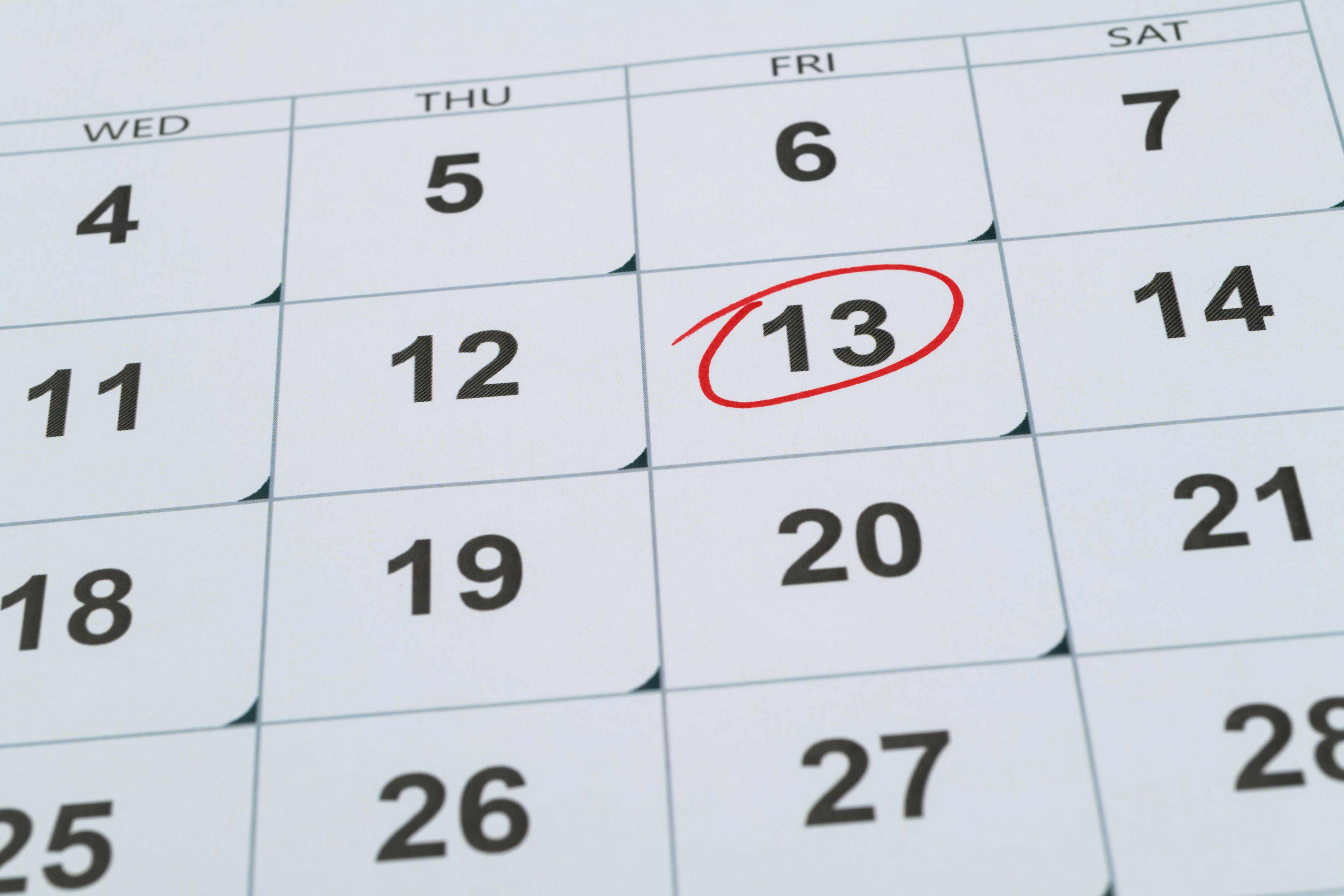 Superstitious? Writing on the wall says don't be on Friday the 13th