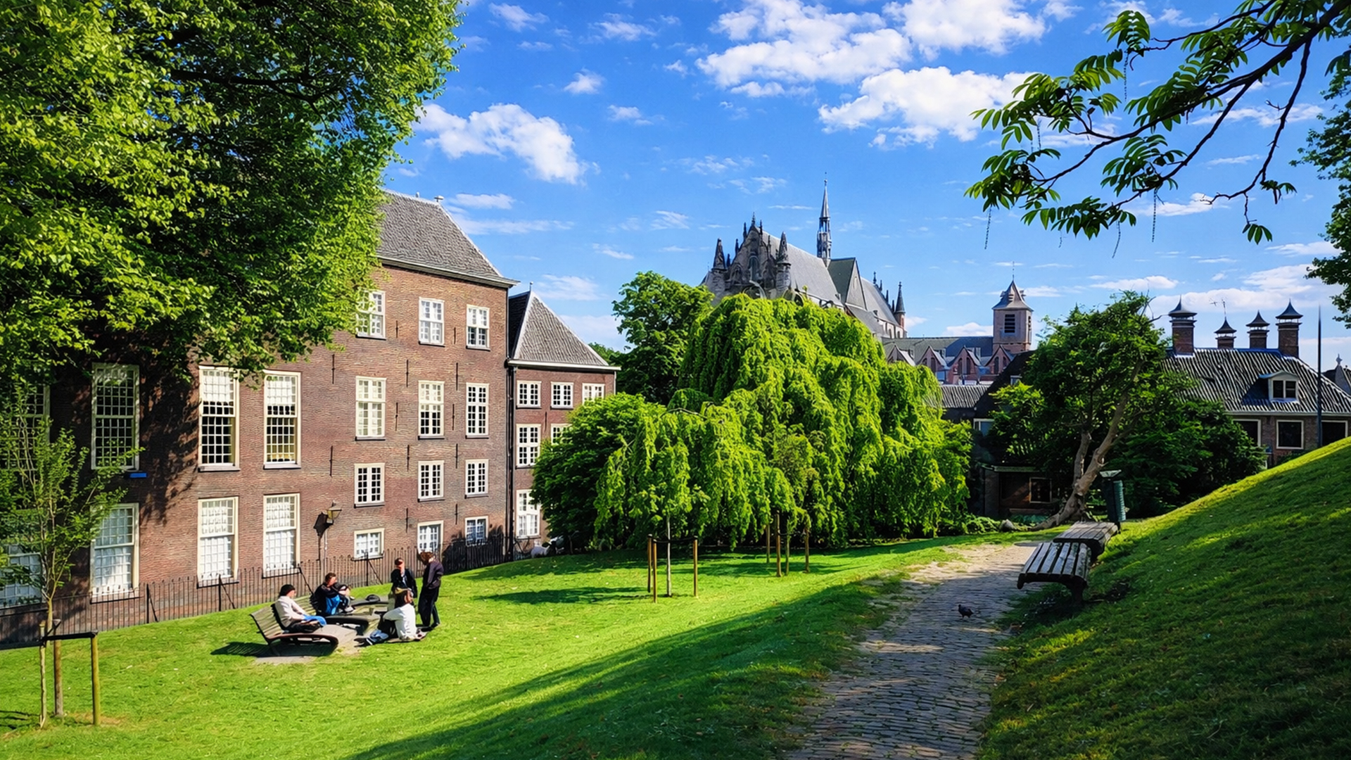 Leiden Netherlands peaceful walk in a historic Dutch city (4K)