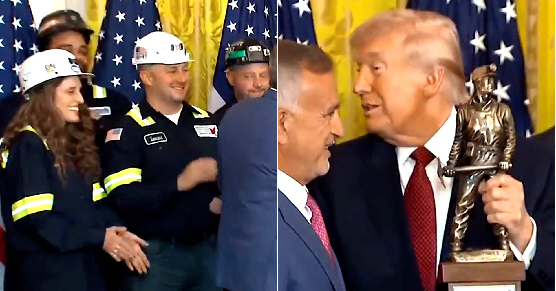 Even attendees laugh as Trump gets made-up award trophy from lobbyists ...