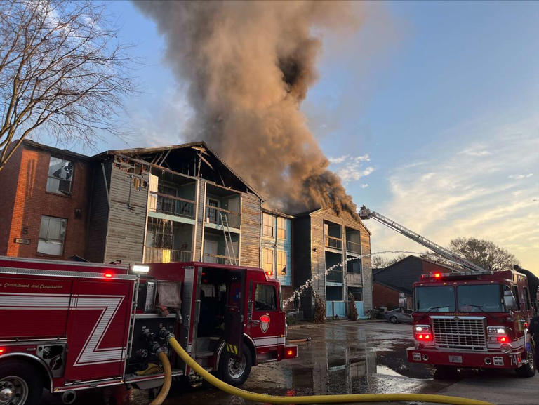 Houston Fire Department fighting apartment fire in Greenspoint area