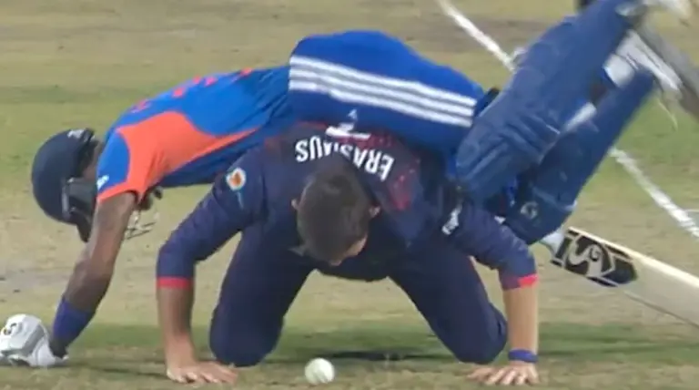 Watch: Gerhard Erasmus does push-up pose with Hardik Pandya on his back ...