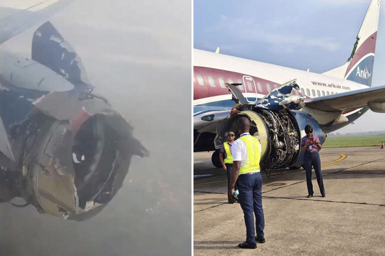 Terrifying video shows plane flying with shredded engine after midair ...