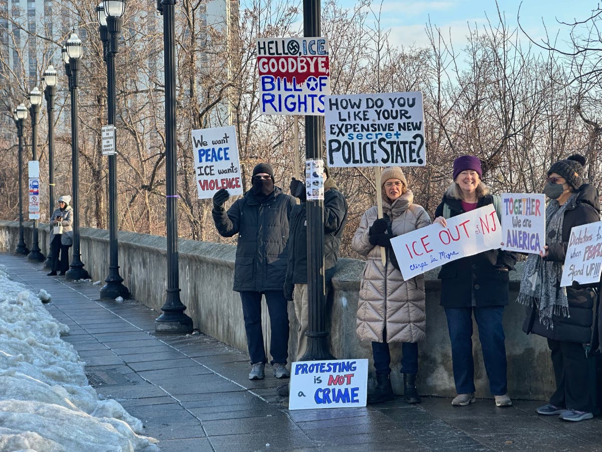 Group protests ICE arrests near NJ Transit station at Jersey City ...