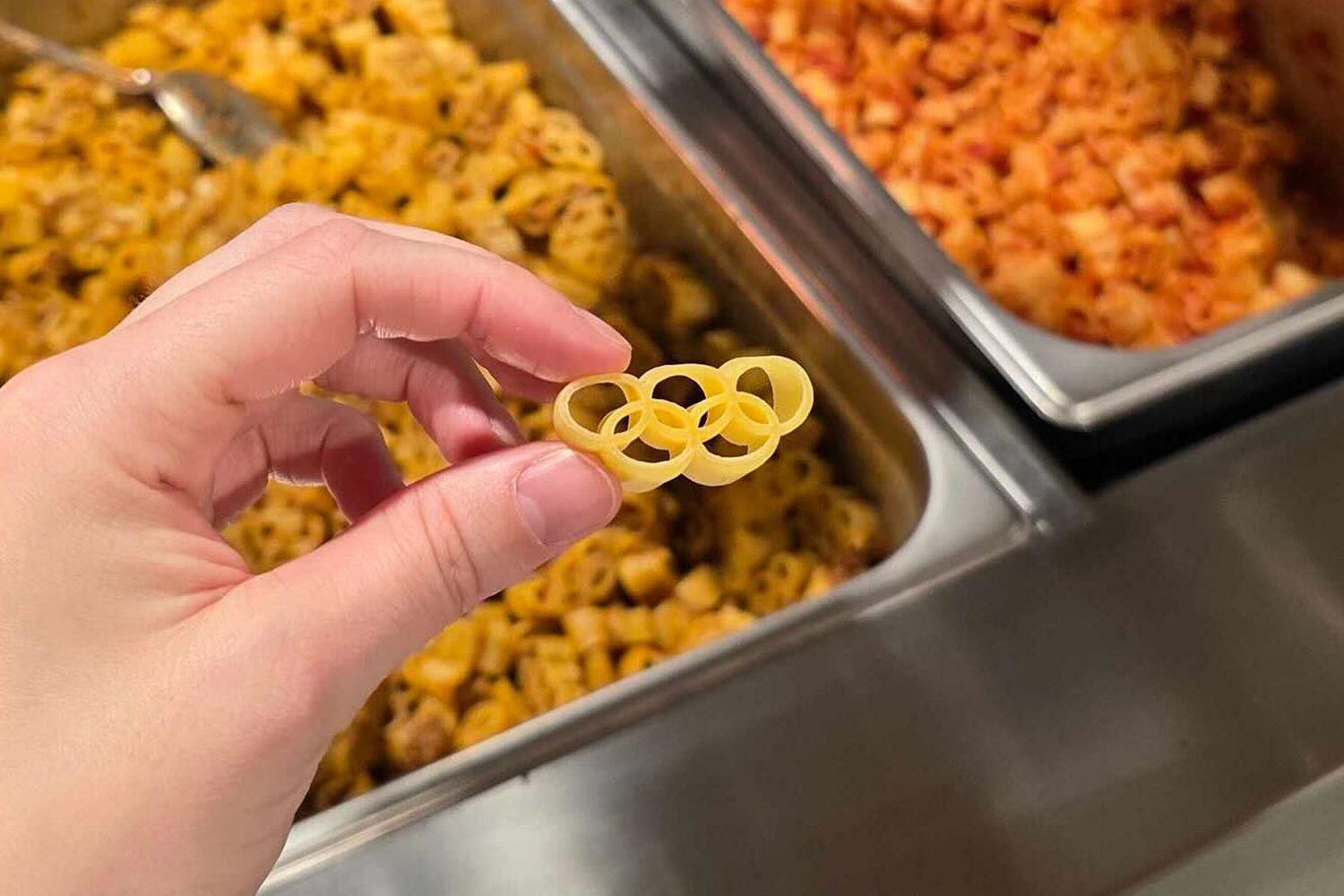 Olympic rings-shaped pasta is taking over the 2026 Winter Olympics village