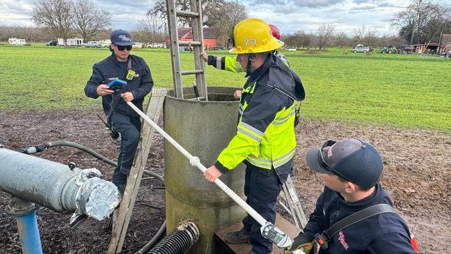 Baby goat rescued from deep 50-foot culvert in Biggs, Cal Fire says
