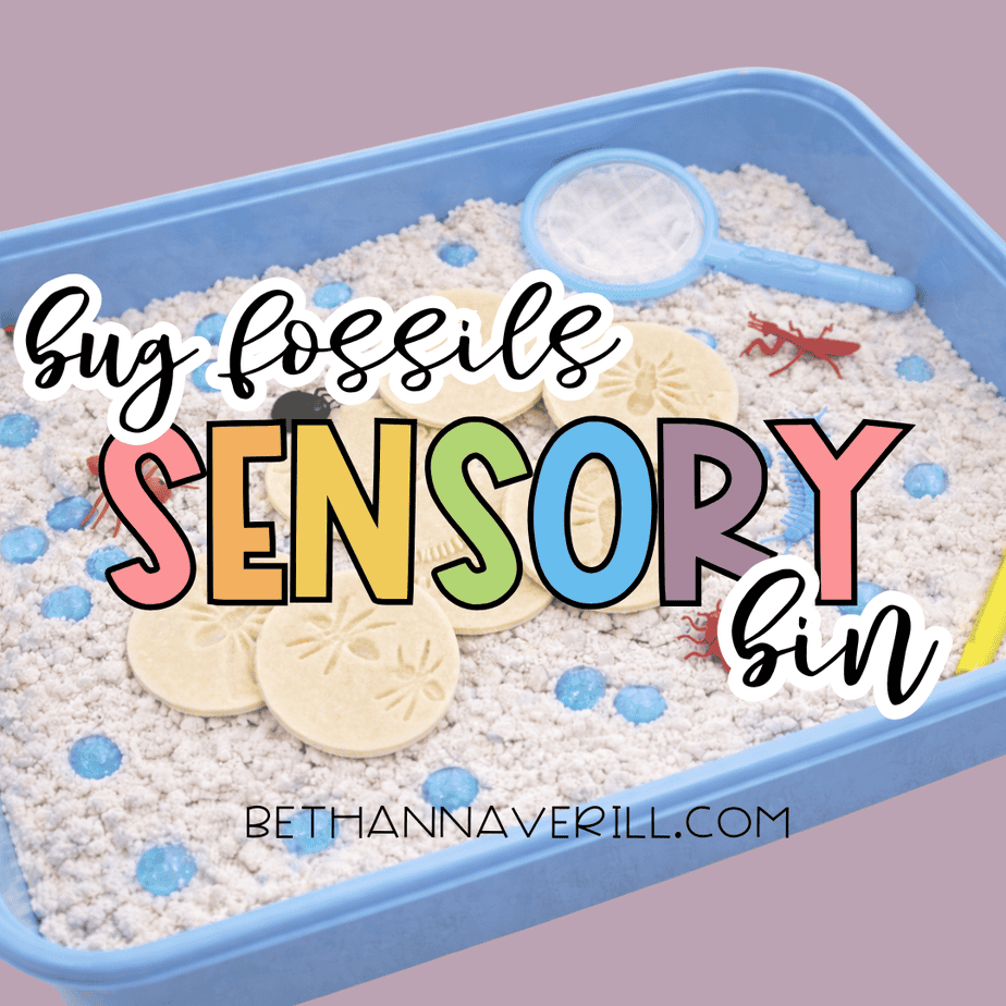 Bug fossil sensory bin