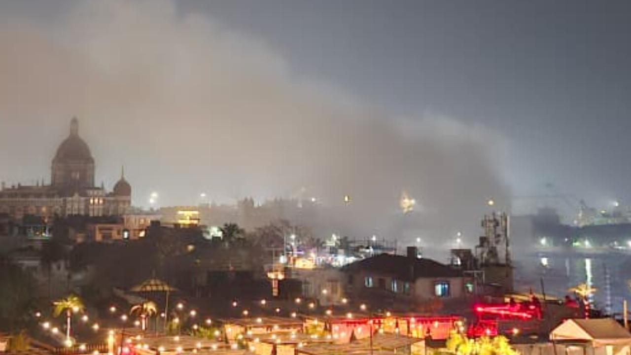 In photos massive fire breaks out at naval dockyard in Mumbai