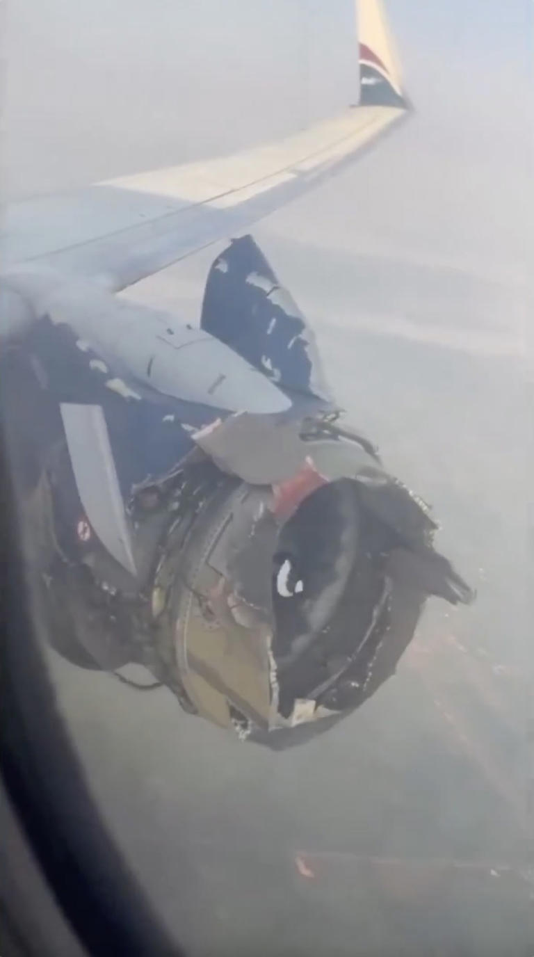 Terrifying video shows plane flying with shredded engine after midair ...