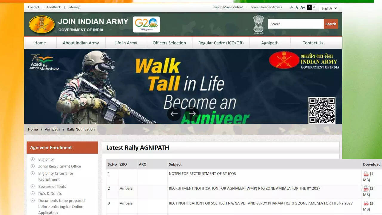 Indian Army Agniveer recruitment 2026 notification out for 25,000 ...