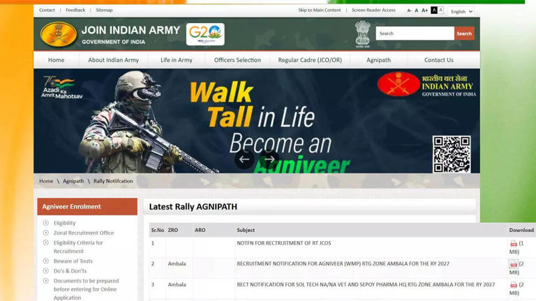 Indian Army Agniveer recruitment 2026 notification out for 25,000 ...