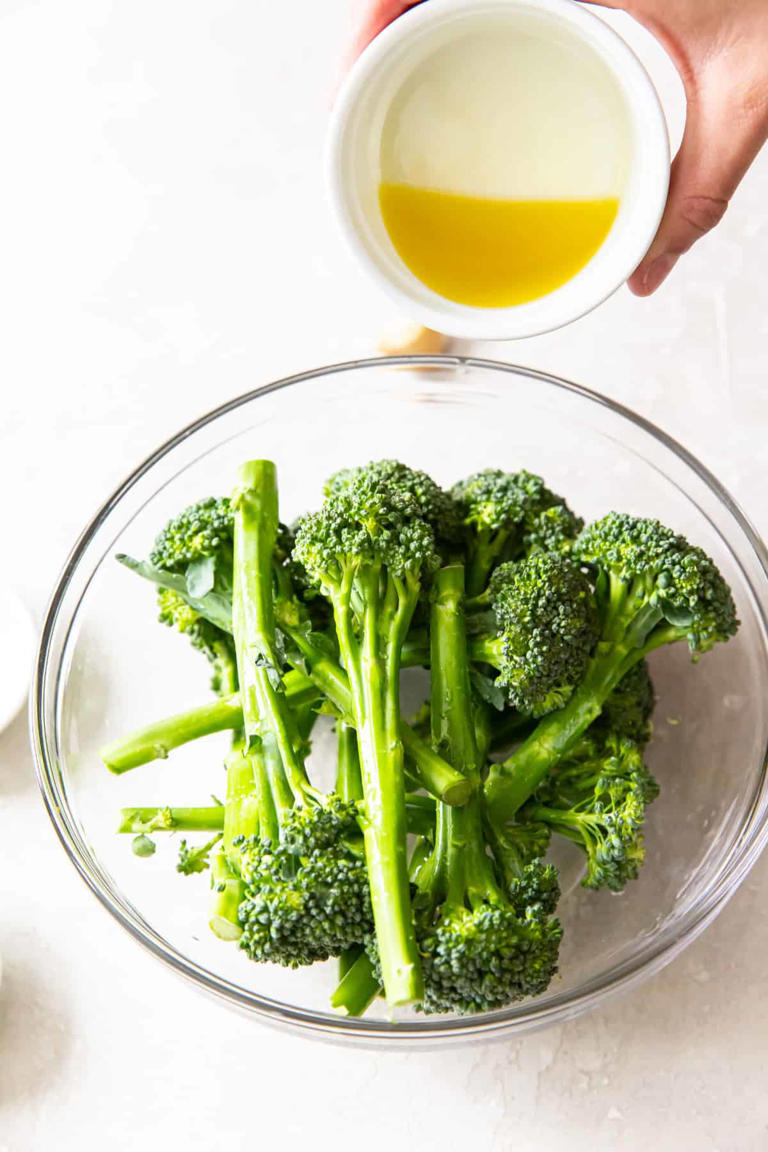 Easy air fried broccolini