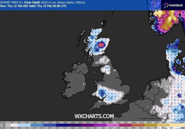 Snow maps show UK buried as far south as London and Devon with -8C freeze