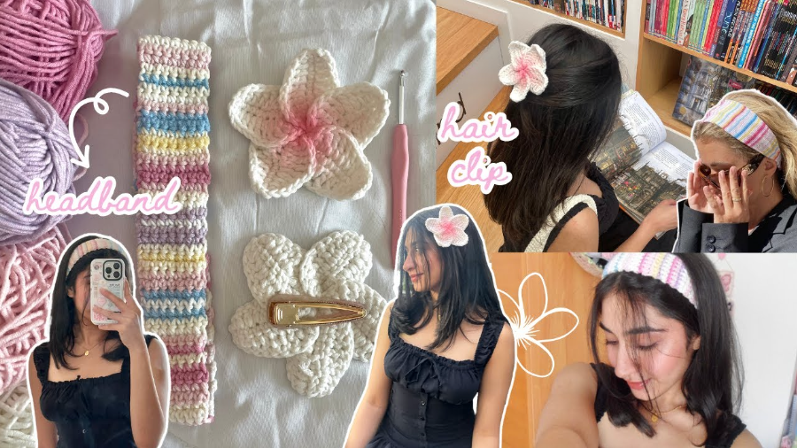 Make a cute flower hair clip & multicolor headband with this easy ...