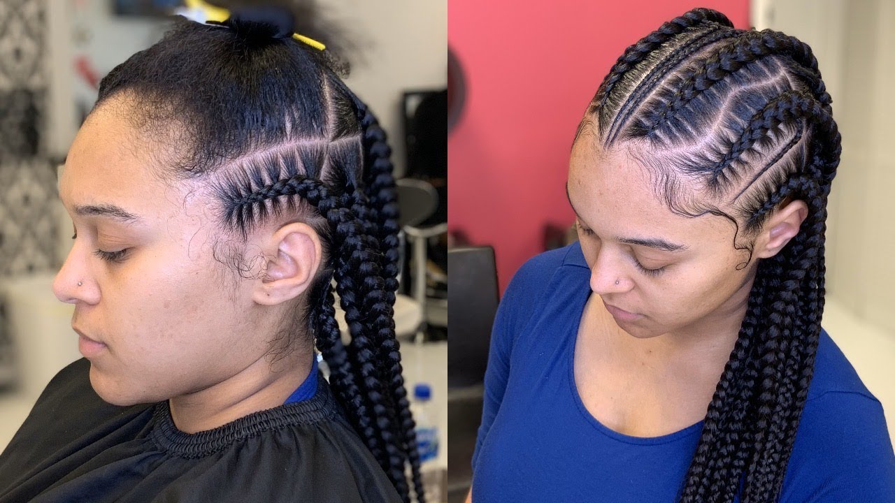 Half knotless / half feed-ins: The ultimate braided style