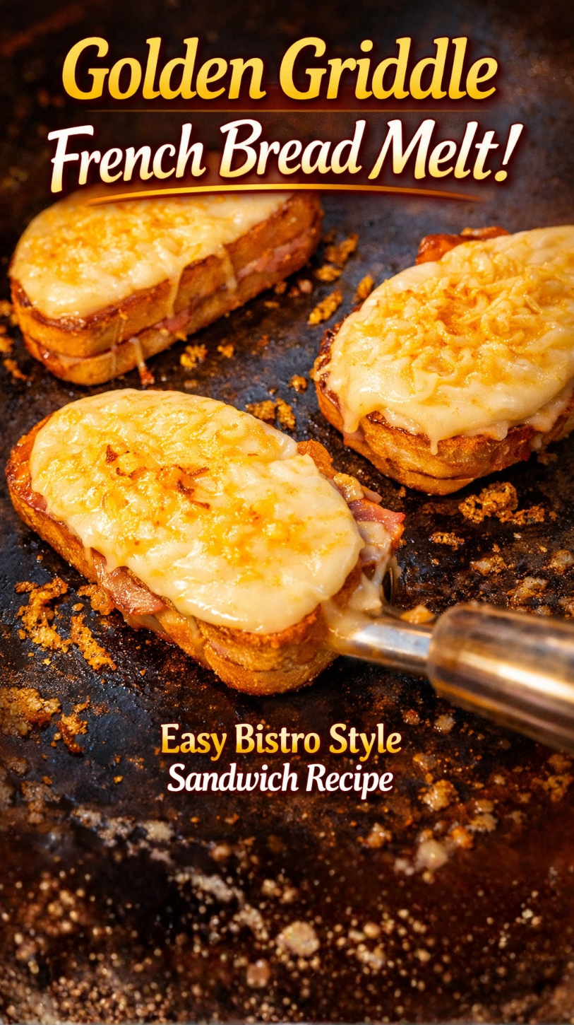 Golden griddle French bread melt easy bistro style sandwich recipe