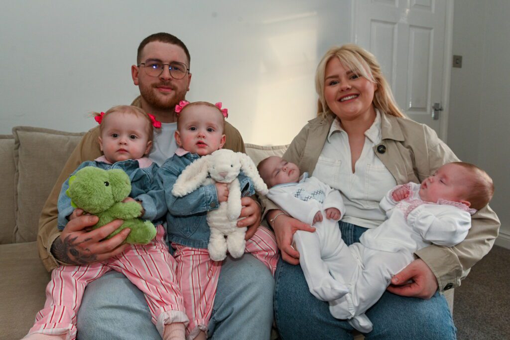 Couple told they’d never have kids have two sets of twins born exactly ...